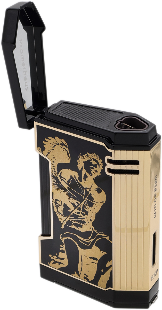 Magma T Gold on Black Lacquer Lighter - Prometheus