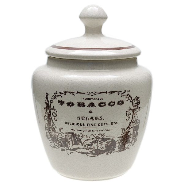 Tobacco Jars Savinelli Small Antique Ceramic Tobacco Jar "Tobacco & Segars"