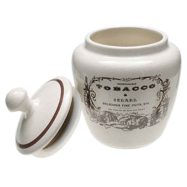 Tobacco Jars Savinelli Small Antique Ceramic Tobacco Jar "Tobacco & Segars"