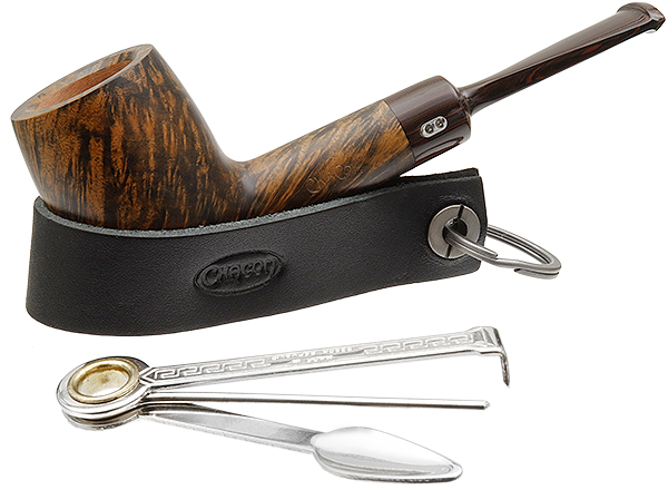Chacom Leather One Pipe Stand with Pipe Tool Black | Smokingpipes.com