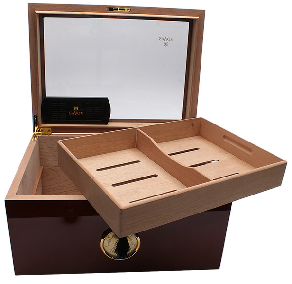 Mahogany Glass Top Extra Large Humidor - Savoy | Smokingpipe