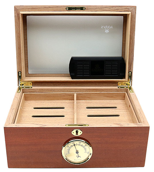 Mahogany Glass Top Large Humidor - Savoy | Smokingpipes.com