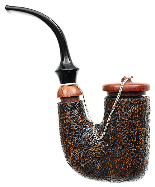 Brebbia: Sandblasted Oom Paul with Cap (9mm) Tobacco Pipe