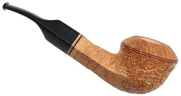 Mark Tinsky: Tan Sandblasted Bent Bulldog (5) Tobacco Pipe