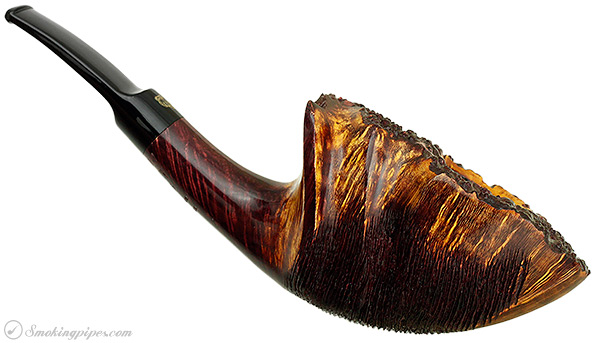 Winslow: Crown Partially Rusticated Bent Dublin (Viking) Tobacco Pipe