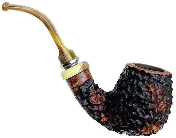 Neerup: Structure Rusticated Bent Billiard (2) Tobacco Pipe
