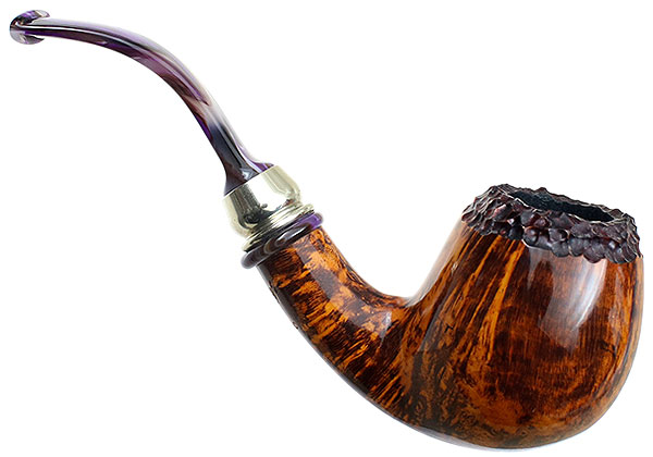 Neerup: Classic Partially Rusticated Bent Billiard Tobacco Pipe