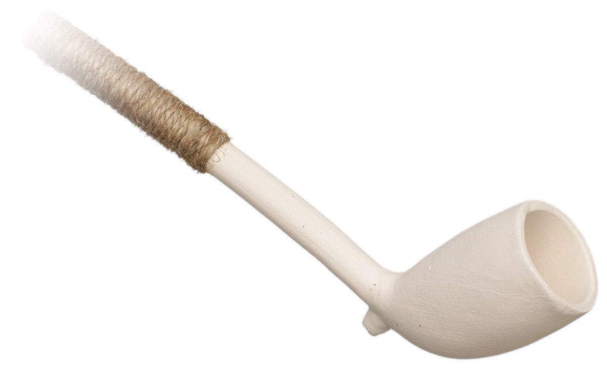 Tavern Cutty with Hemp Wrap - Old German Clay Pipes