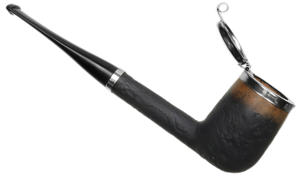 Clay Pipes Retro Briar Sandblasted Large Billiard with Wind Cap