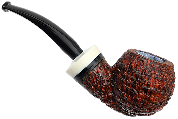 Werner Mummert: Sandblasted Strawberry Wood Bent Apple Tobacco Pipe