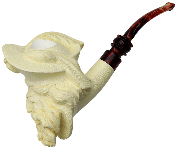 AKB Meerschaum: Carved Sea Captain (with Case) Tobacco Pipe