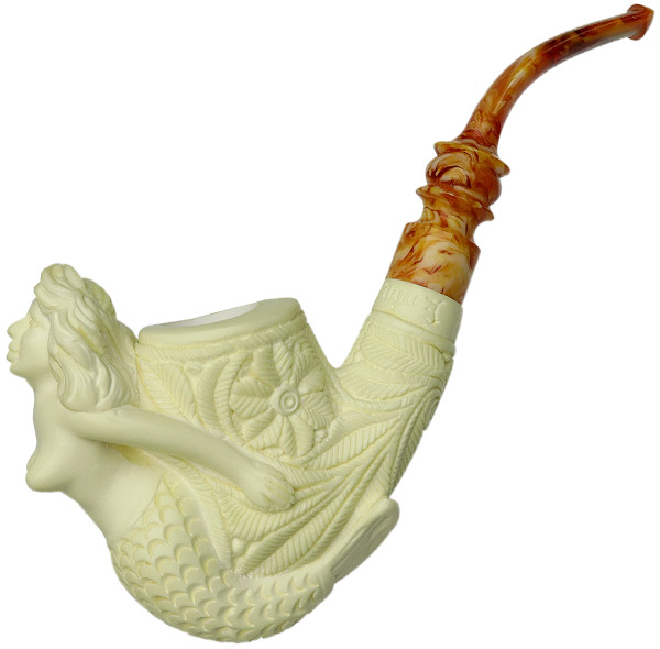 New Pipes » AKB Meerschaum » Carved Mermaid (Emin) (with Case)