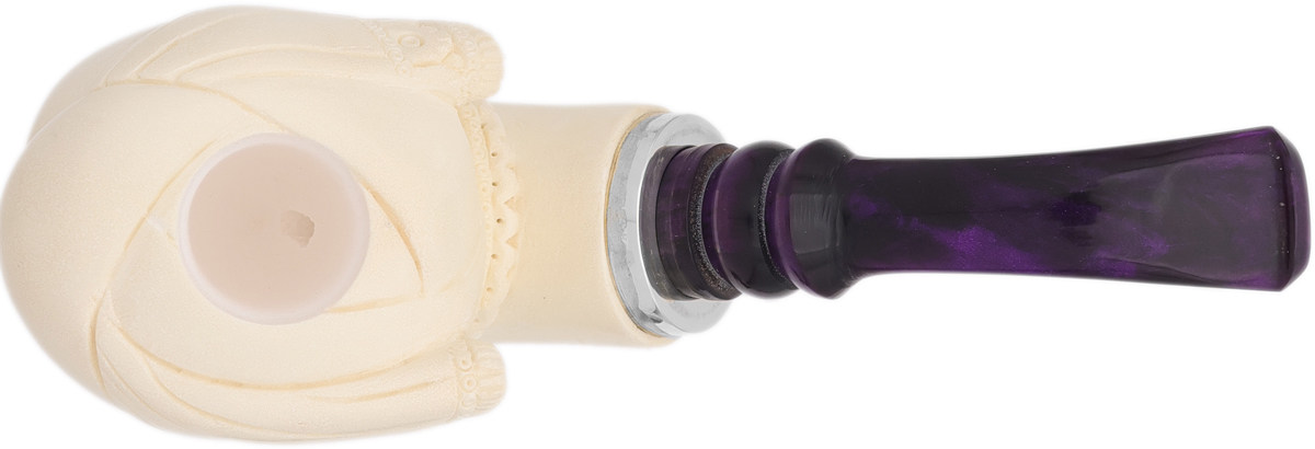 AKB Meerschaum Carved Bearded Man Reverse Calabash with Silver (A ...