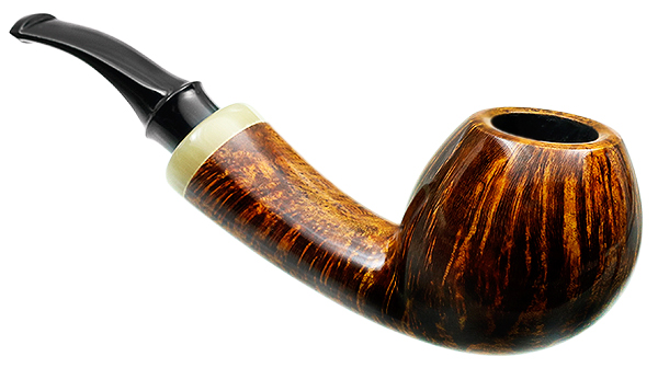 Tsuge Ikebana: Smooth Bent Apple with Horn (Kikuchi) (E) (143) Tobacco Pipe