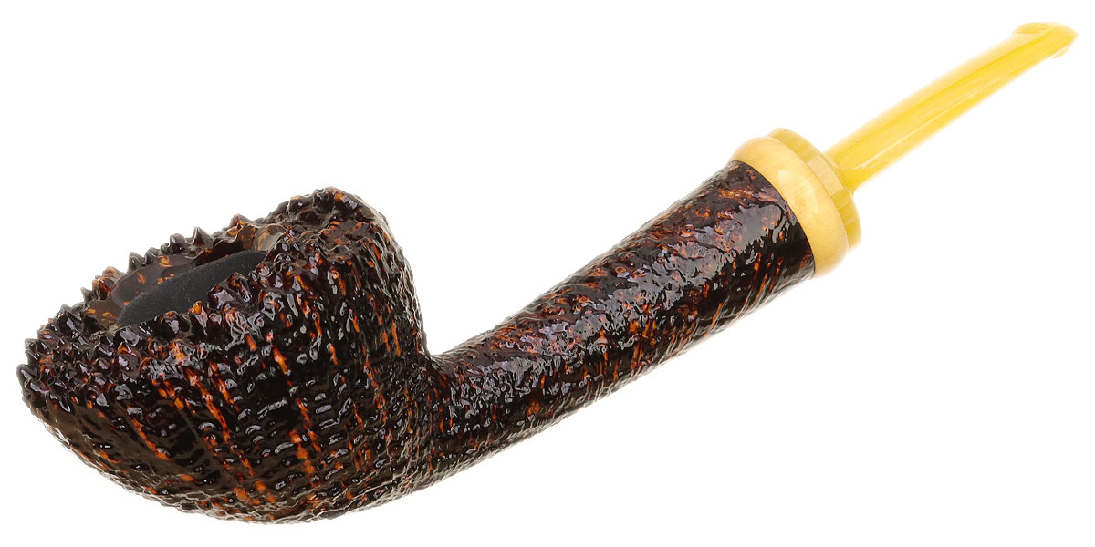 Yeti Sandblasted Bent Dublin with Bakelite and Boxwood (875)