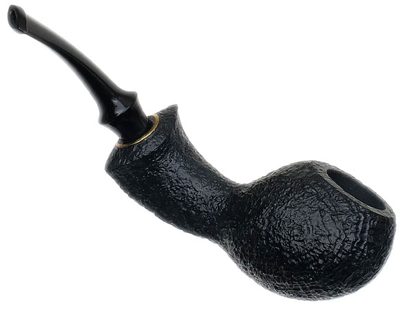 Lan Zhenjun: Sandblasted Asymmetric Bent Apple Tobacco Pipe