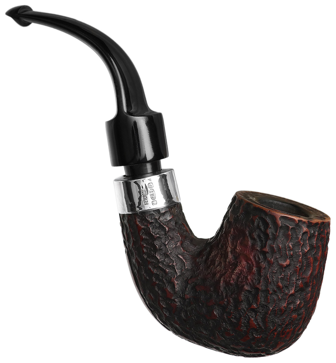 Irish Estates Peterson House Pipe Rusticated Bent Billiard with Silver ...