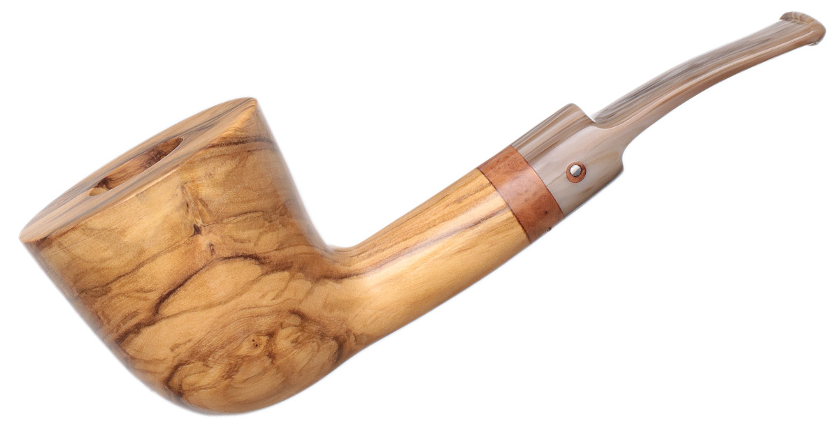 Italian Estate Tom Spanu Olivewood Smooth Bent Dublin (Unsmoked)