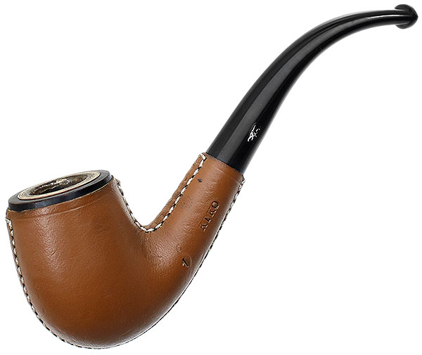 Misc. Estate Kiko Meerschaum Lined Leather Wrapped Bent Billiard (1)