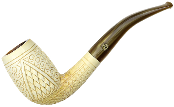 Turkish Estates CAO/Bekler Meerschaum Carved Bent Egg (with Case)